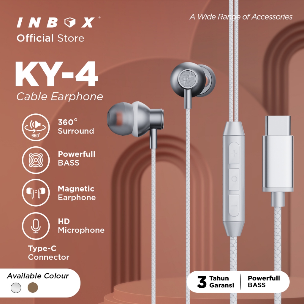 Jual Inbox KY-4 Magnetic Type-C Earphone Extra Bass with Microphone for ...
