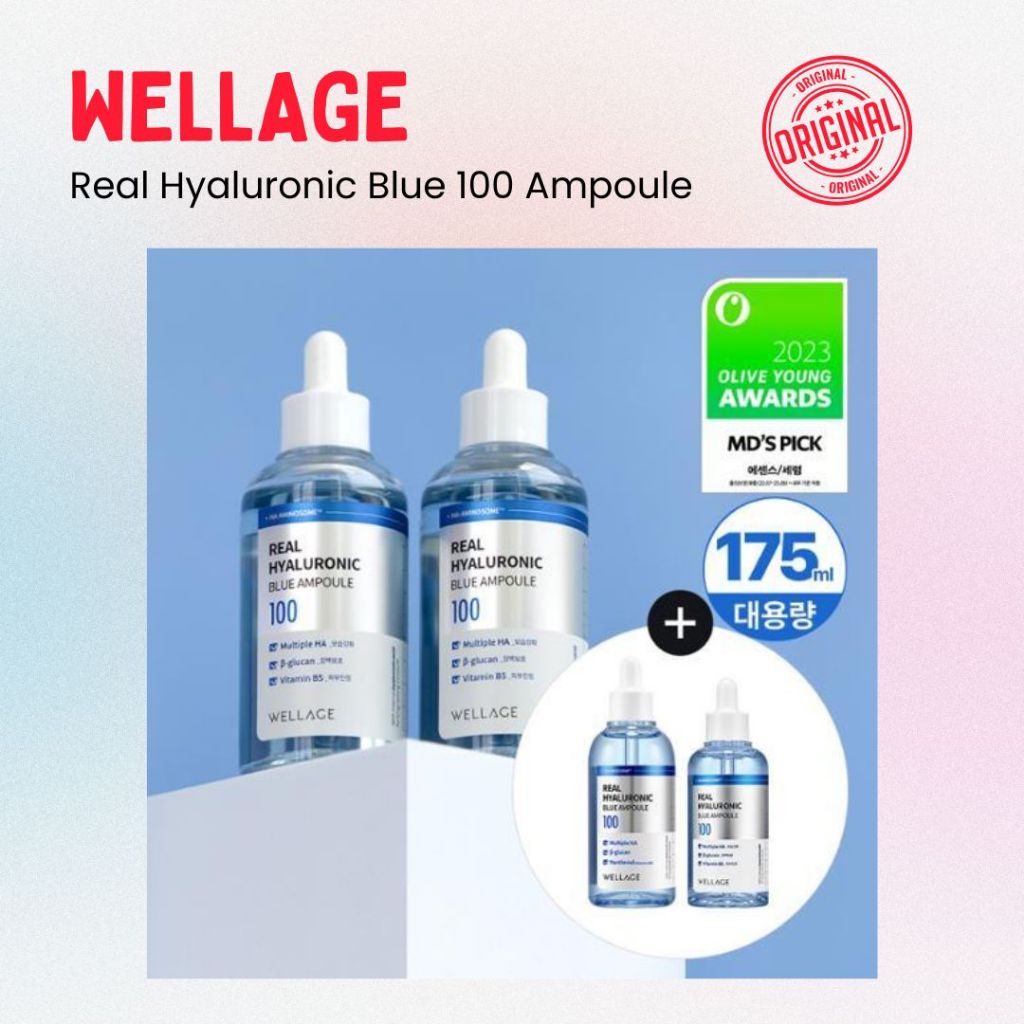 Jual WELLAGE Real Hyaluronic Blue 100 Ampoule 100 + 75 ml | Shopee ...