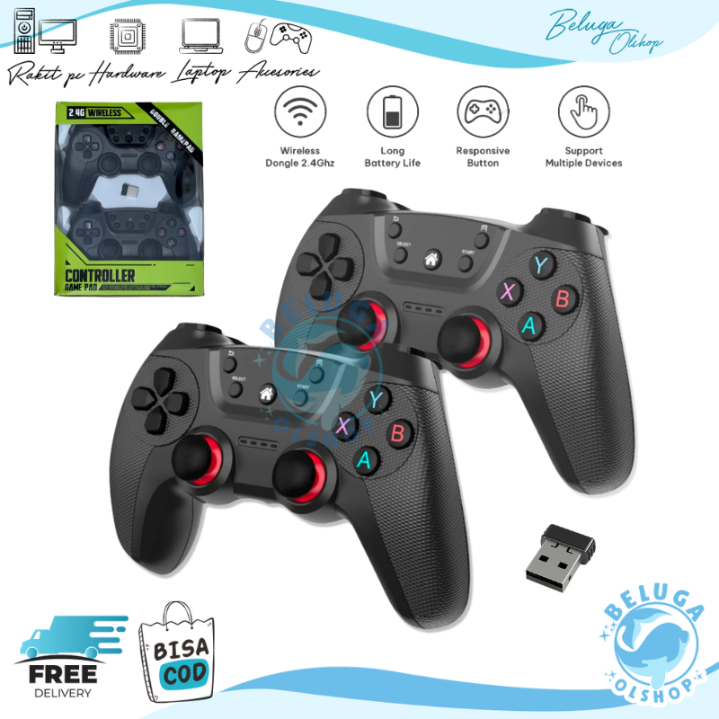 Jual GAMEPAD WIRELESS DOUBLE TURBO 2.4GHZ PC LAPTOP SMART TV BOX STICK ...