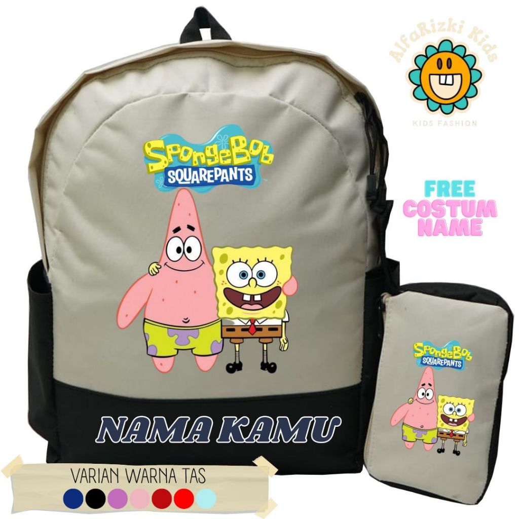 Jual TAS RANSEL SEKOLA BAGPACK CUSTOM MOTIF SPONGEBOB (FREE NAMA DAN ...