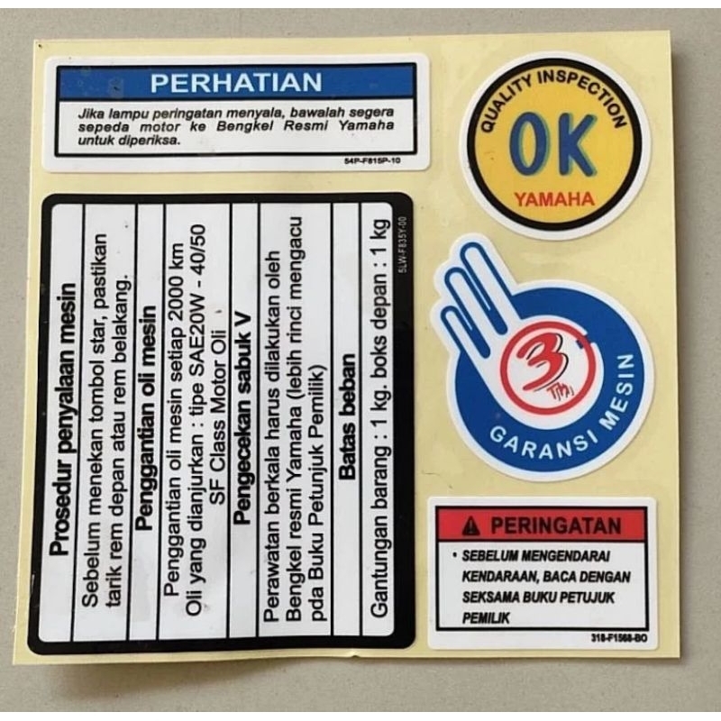 Jual Sticker perhatian sticker dasbor Yamaha stiker impformasi set ...