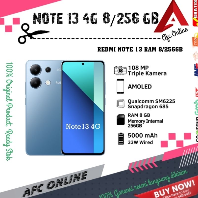 Jual New Redmi Note 13 4G 8/128GB+8/256GB Resmi No Repack | Shopee ...