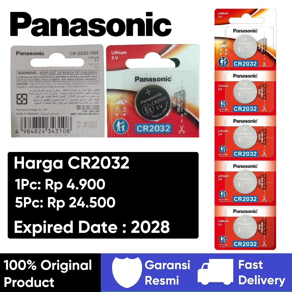 Jual Baterai Panasonic CR2032 Original / Panasonic CR 2032 Original / Batrai battery Panasonic ...