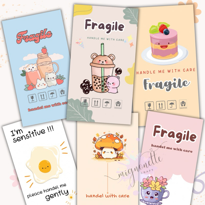 Jual small Aesthetic Fragile | sticker | cute online shop sticker ...