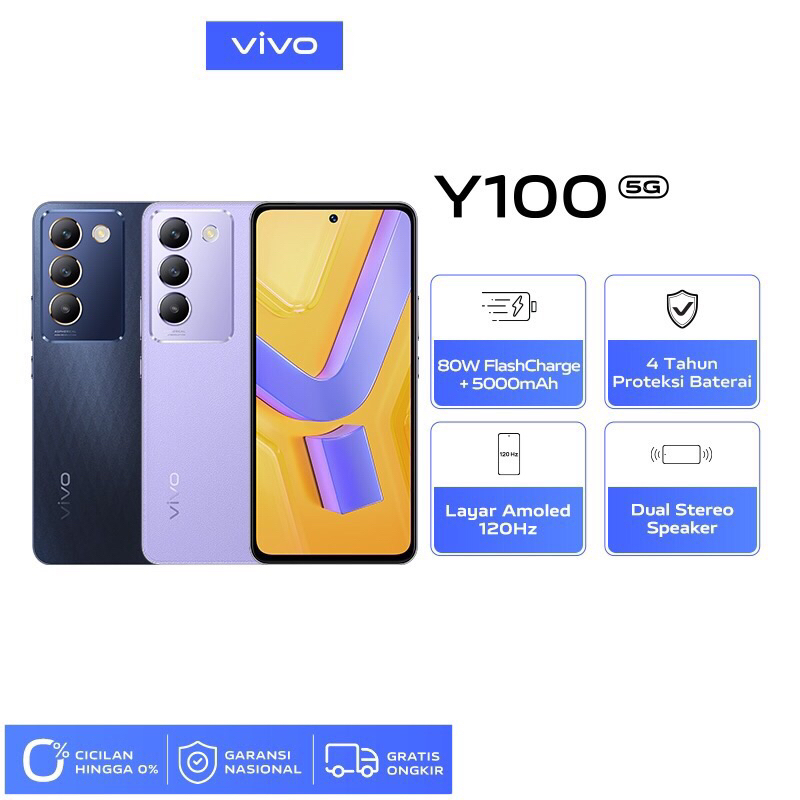 Jual Vivo Y100 5G [8GB/128GB -8GB/256GB] Extended RAM 8GB - Snapdragon 4 Gen 2 - 50MP Triple ...
