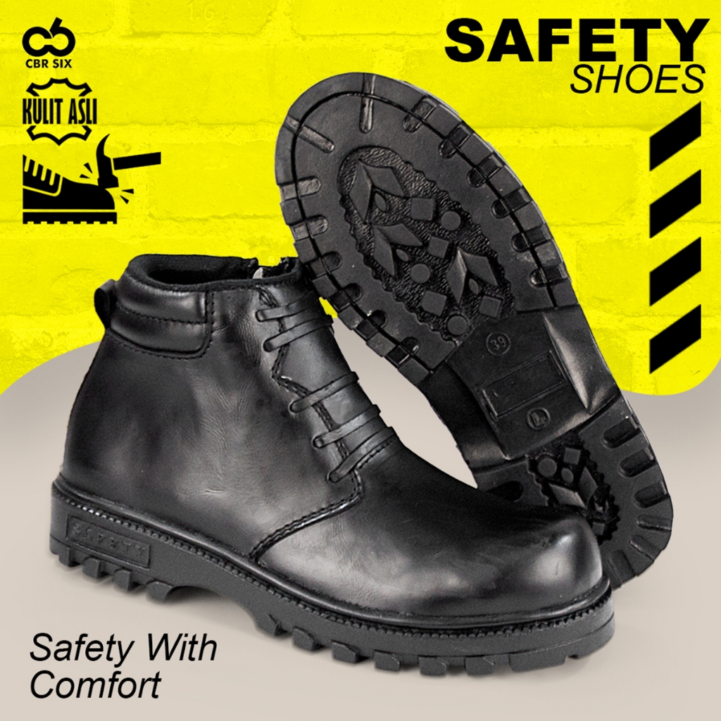 Jual CBR SIX / Sepatu safety boot pelindung besi ujung kulit warna ...