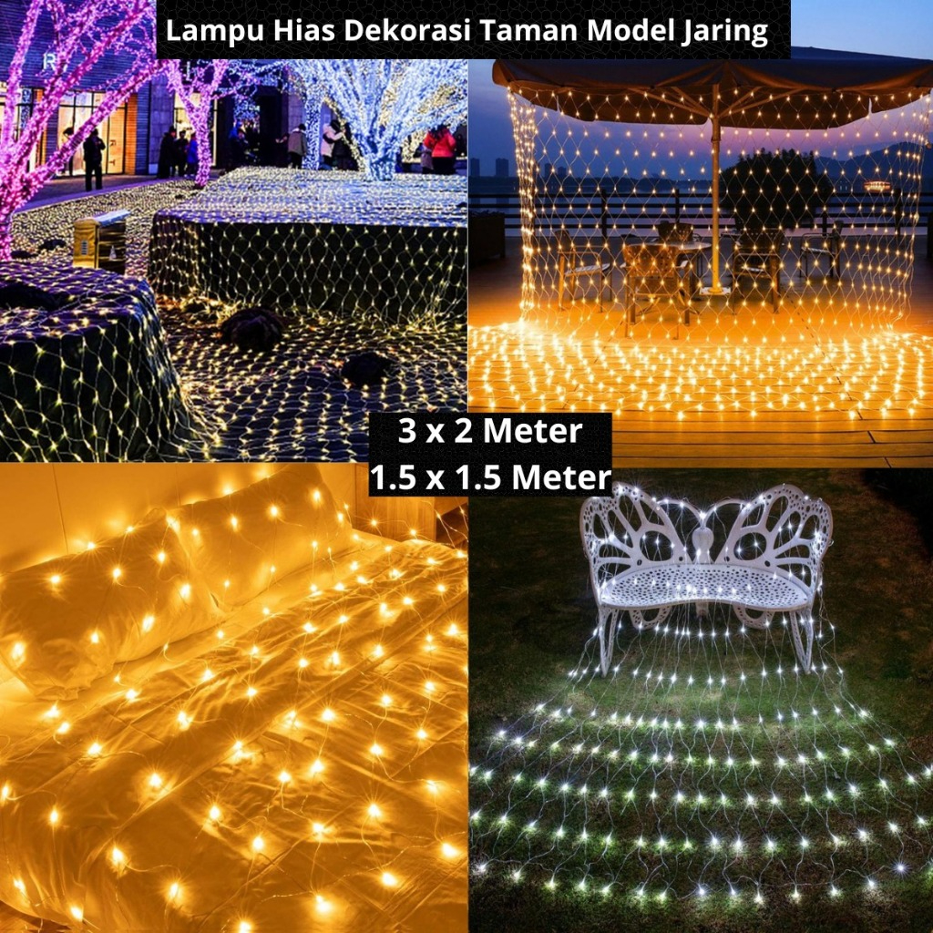 Jual Lampu Natal Jala LED Warm White Dan Rainbow Tumblr Light Jala ...