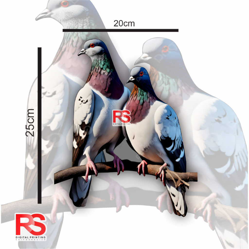 Jual Stiker Burung Merpati 3D aksesoris eksterior sticker mobil atau ...