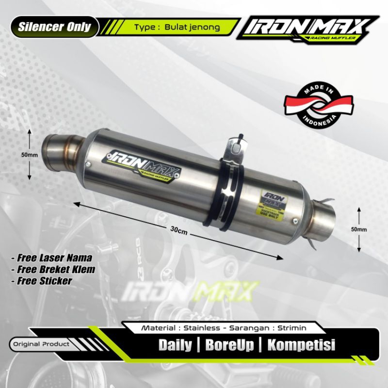 Jual Silincer Knalpot Ironmax Original Type Bulat Jenong Ngebas Adem ...