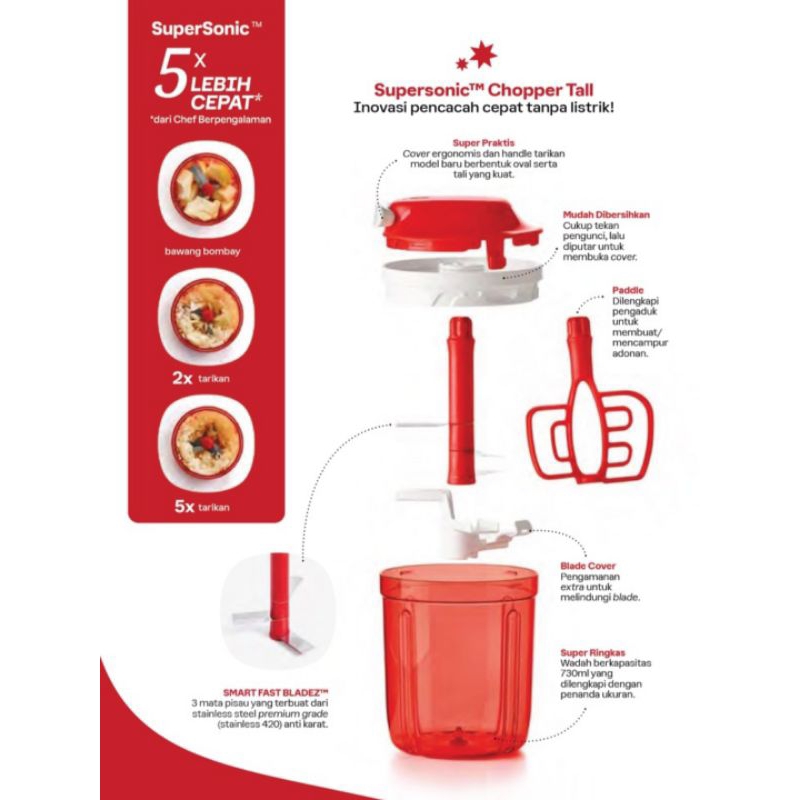 Jual Supersonic Chopper Tall 730ml turbo Chopper Tupperware | Shopee ...