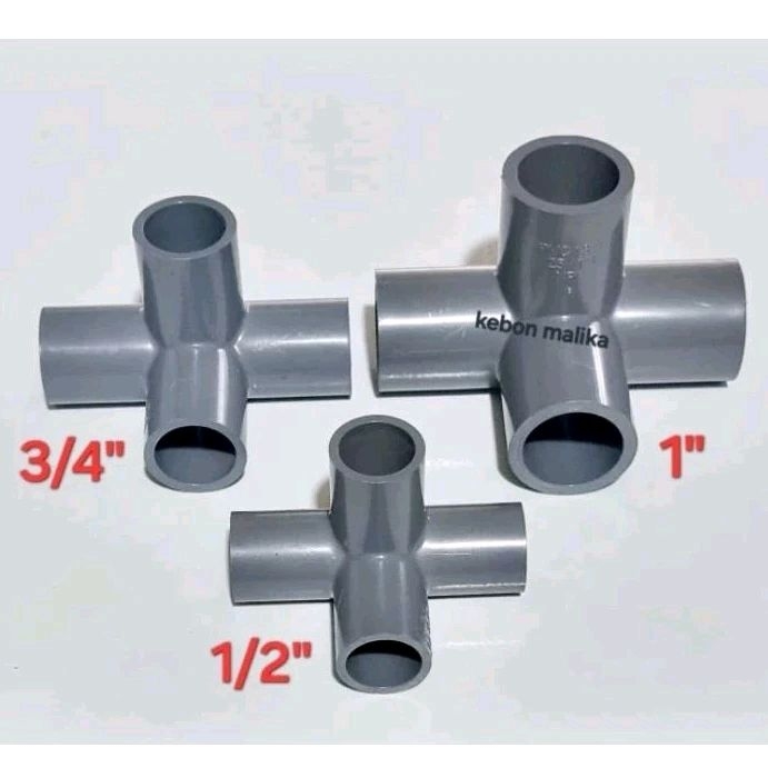 Jual Elbow cabang 4 sudut fitting sambungan pipa pvc four way side tee SCG 1/2 3/4 1 inch ...
