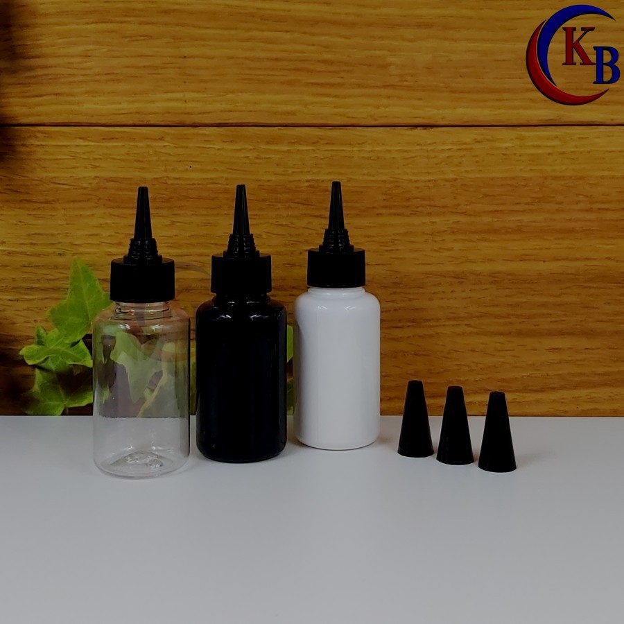Jual BOTOL KERUCUT 60/70 ML TINTA HITAM NECK 24 / BOTOL PLASTIK PET ...