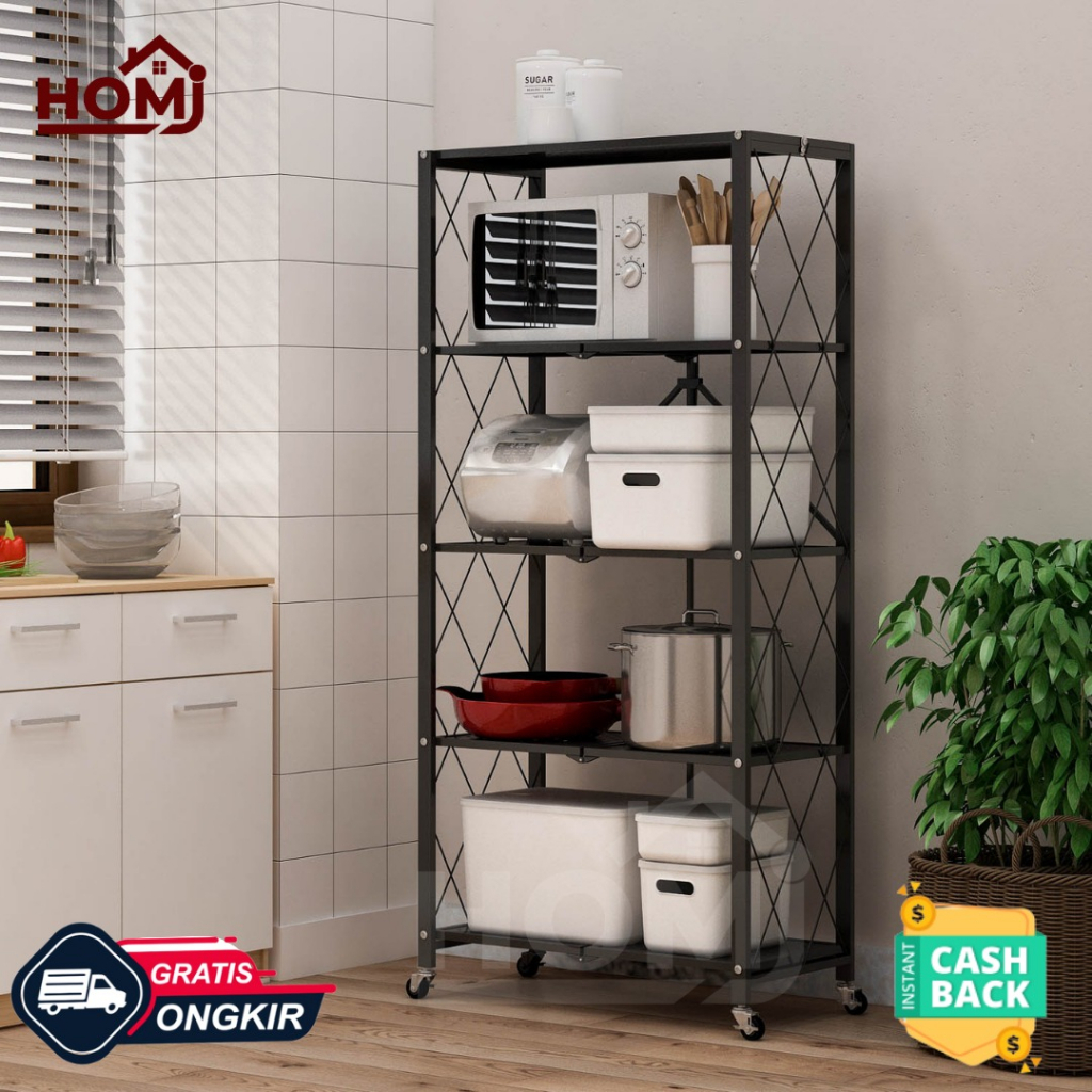 Jual Rak 5 Susun Besi Lipat Minimalis Multifungsi Flato | Shopee Indonesia