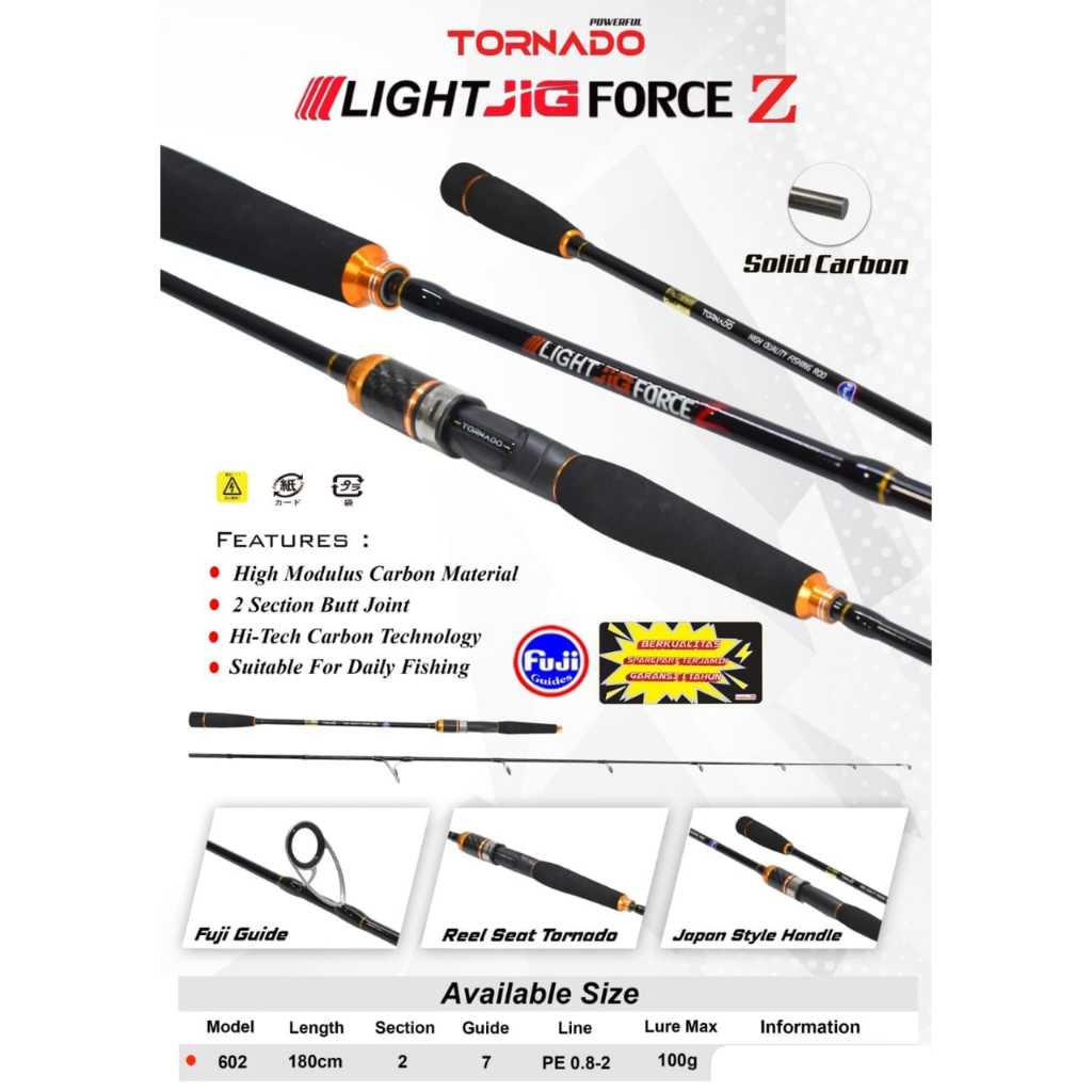 Jual Joran Jigging / Spinning TORNADO LIGHT JIG FORCE Z 180 PE0,8-2 ...