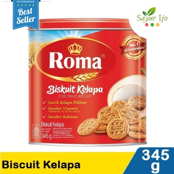 Jual ROMA Biskuit Kelapa 345 Gram / Kaleng Biscuit Coconut Wafer Snack ...