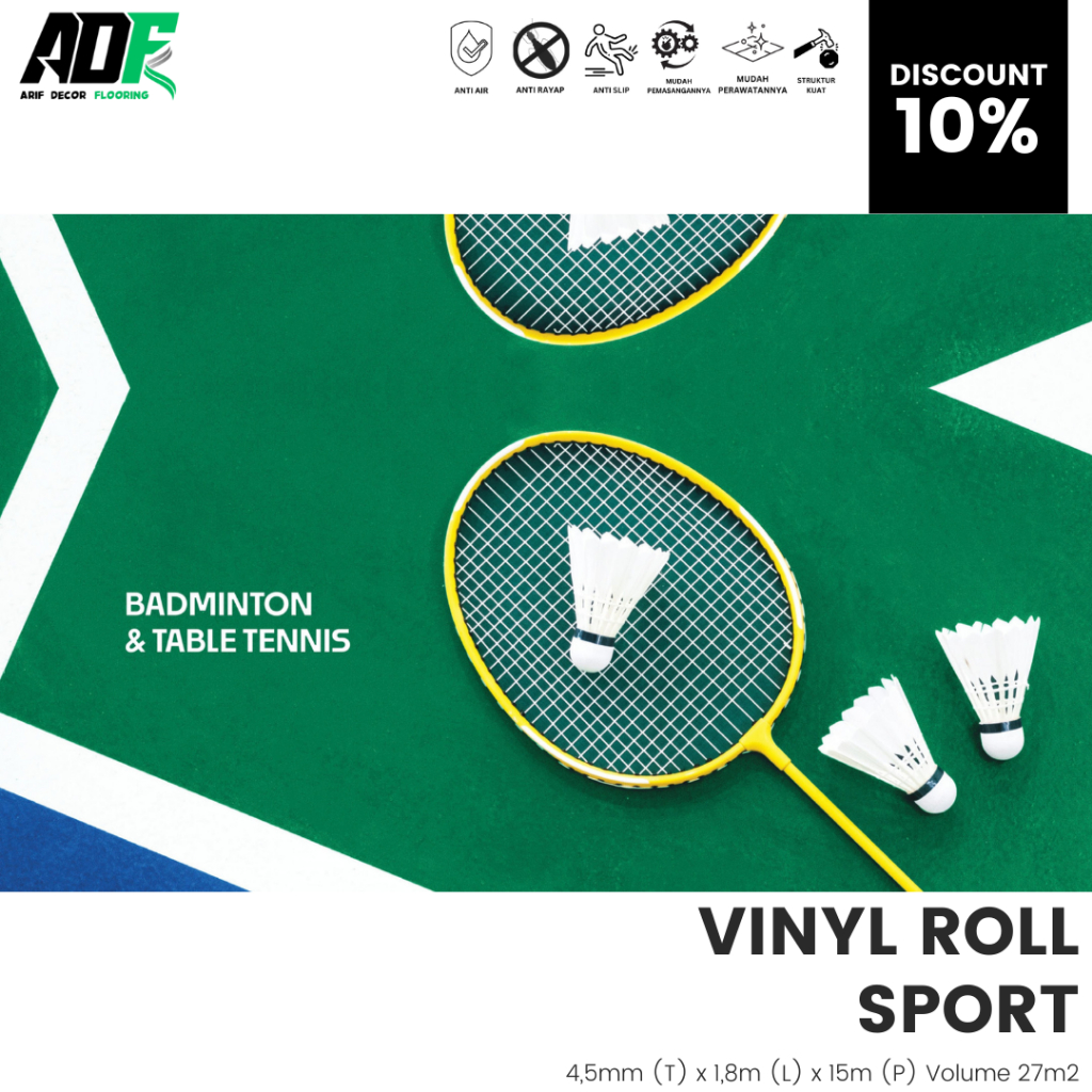 Jual Karpet Vinyl Roll Sport Badminton / Futsal / Basket / Gym Tebal 4 ...