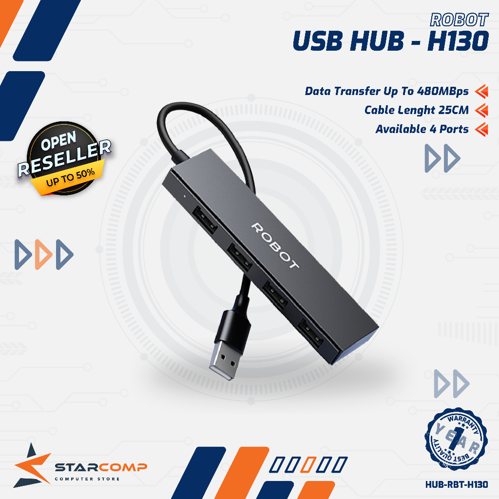 Jual ROBOT H130 USB HUB 2.0 4 Ports Multi Function Splitter Kabel 25 cm ...