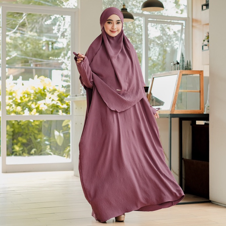 Jual Gamis Abaya Naura atau Abaya Naura Set French Khimar Dengan Bahan Crinkle AIrflow Tersedia ...