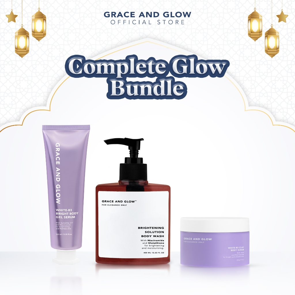 Jual Complete Glow Bundle Grace and Glow White B-3 Body Gel Serum + Clay Body Scrub ...