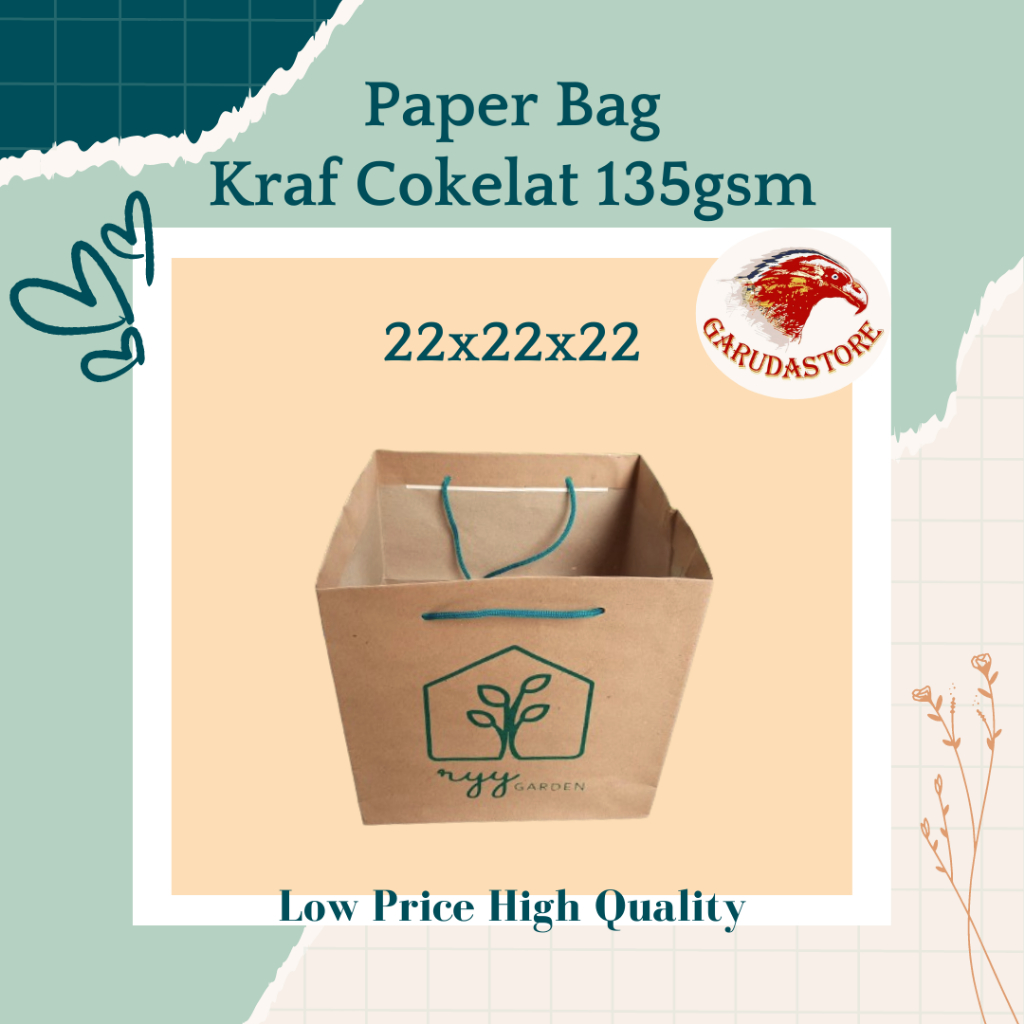 Jual Paperbag Kotak Nasi , Paperbag Box Nasi/Kue Size 22x22x22 Bahan ...