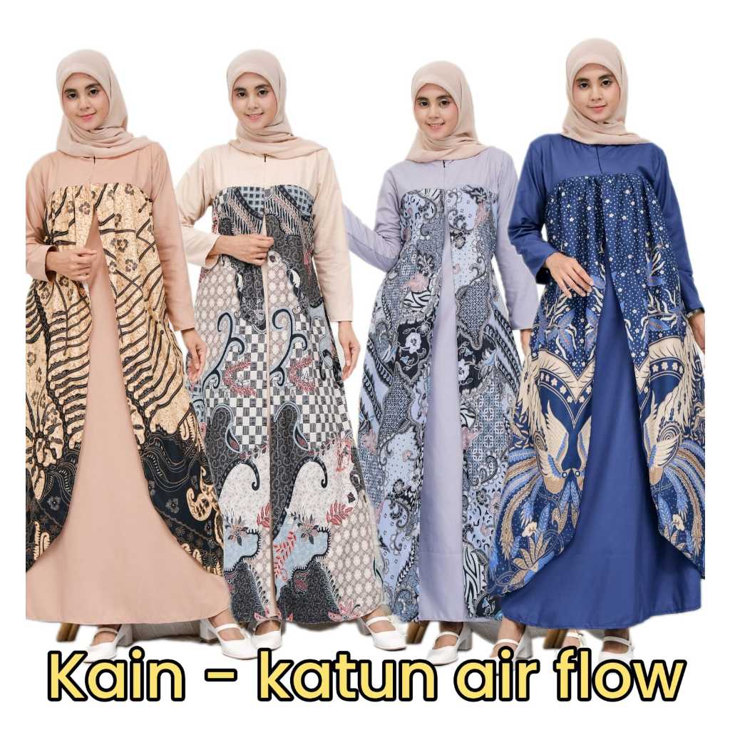 Jual GAMIS BATIK KOMBINASI POLOS WANITA MODERN GAMIS JUMBO GAMIS ...