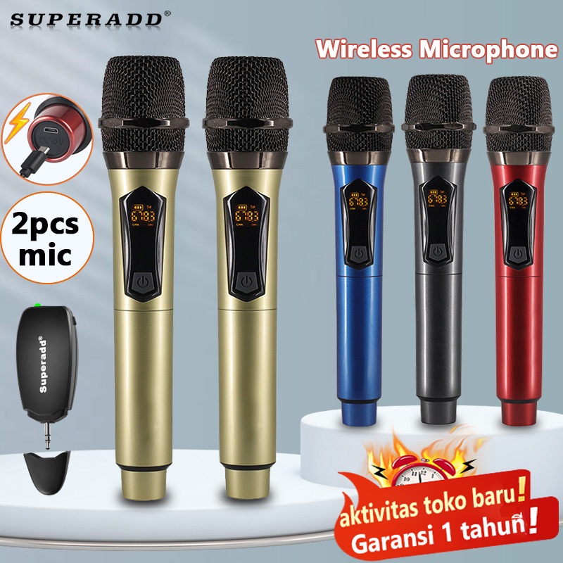 Jual Double Mic Profesional Wireless Microphone Mikrofon genggam ...