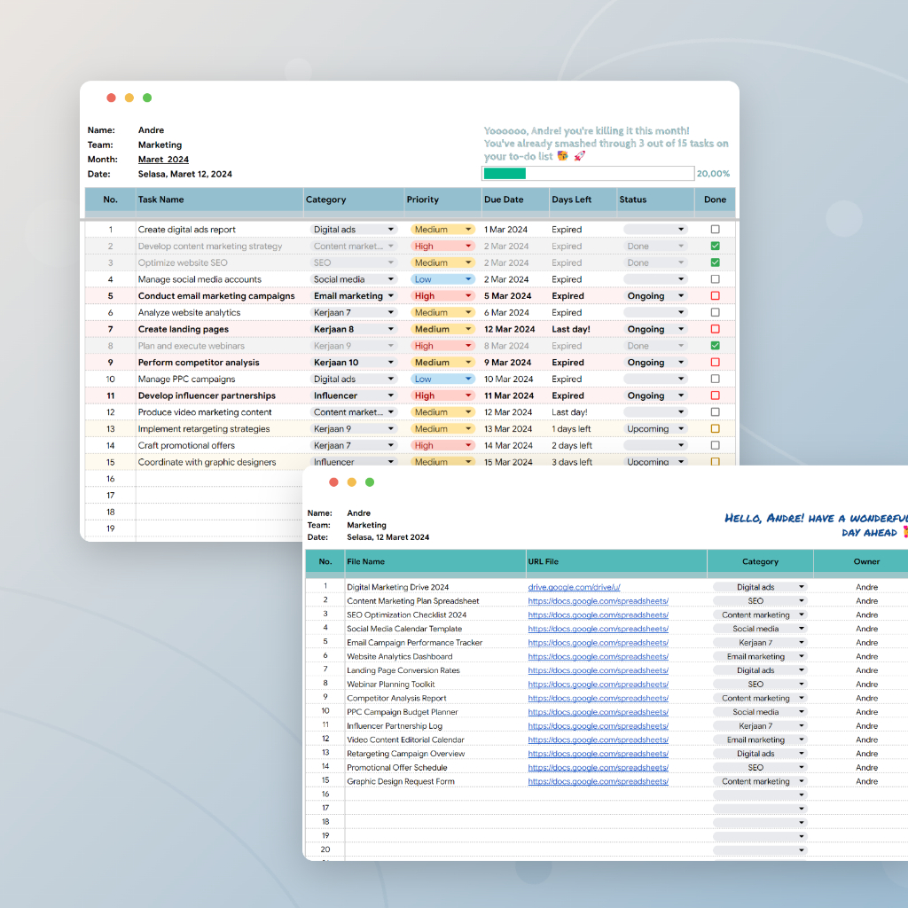 Jual Project Tracker: Template Google Sheet Untuk Membuat To-do List ...