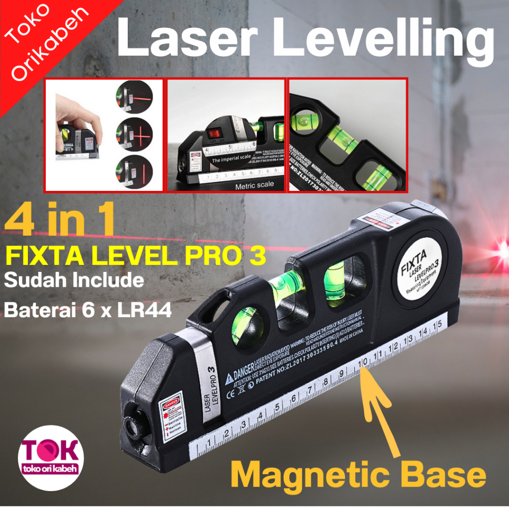 Jual Levelling Laser Waterpass Level 4 in 1 Leser Waterpas Magnet ...