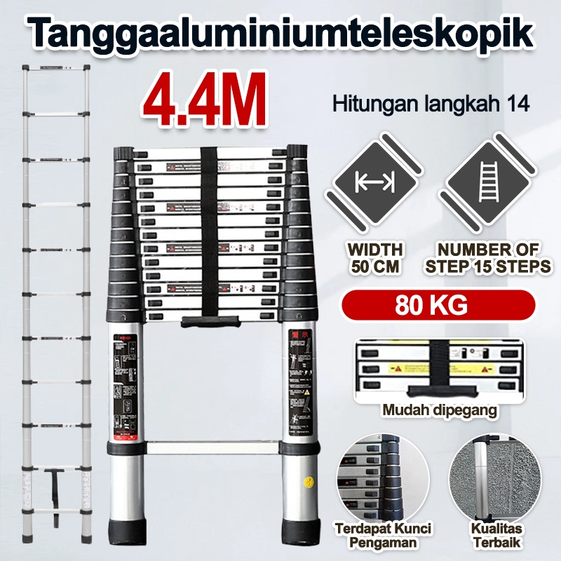 Jual Tangga Lipat Aluminium 4.4M/Teleskopik Single Telescopic Ladder4.4M /Double Telescopic ...