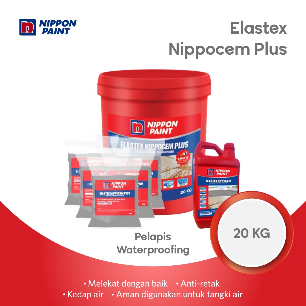 Jual NIPPON ELASTEX NIPPOCEM PLUS -20KG SET- PELAPIS WATERPROOFING ...