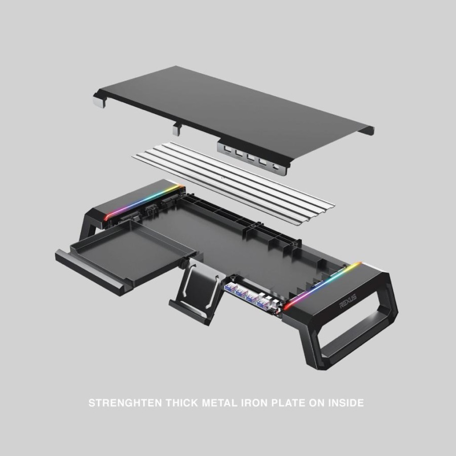 Jual MONITOR STAND REXUS TRANT FP03 / FP-03 RGB WITH 4 PORT USB 3.0 ...