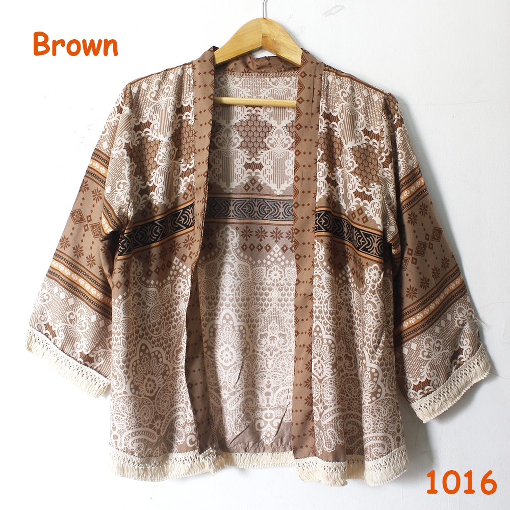 Jual 𝑱𝒂𝒌𝒂𝒓𝒕𝒂𝑭𝒂𝒔𝒉𝒊𝒐𝒏 cardigan outer batik tribal katun adem rumbai sisir ...