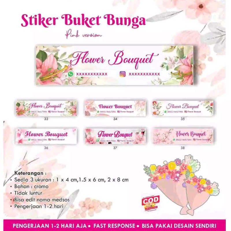 Jual [145 pcs] Stiker Bunga / Buket / Bouquet / Flower PINK version ...