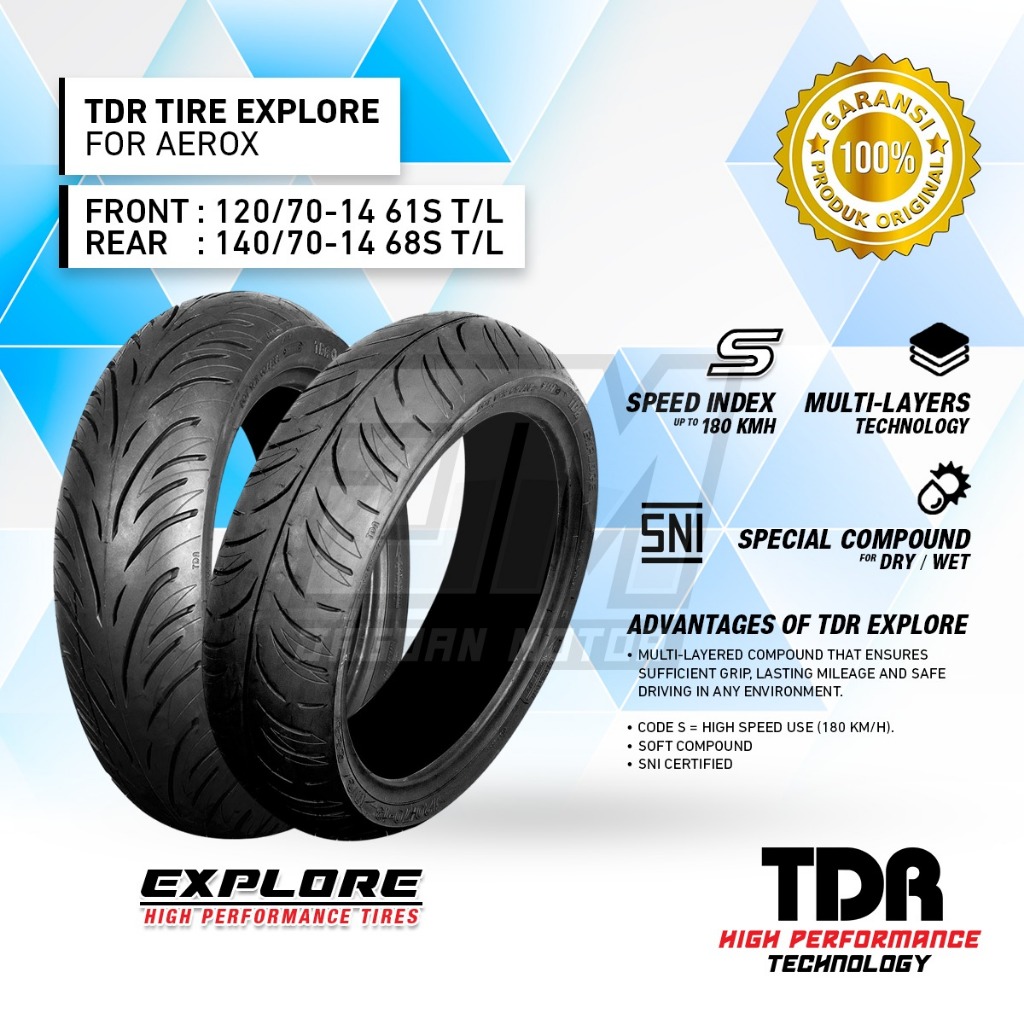 Jual Ban TDR AEROX / ALL NEW AEROX Tire Explore Set Front & Rear T/L ...