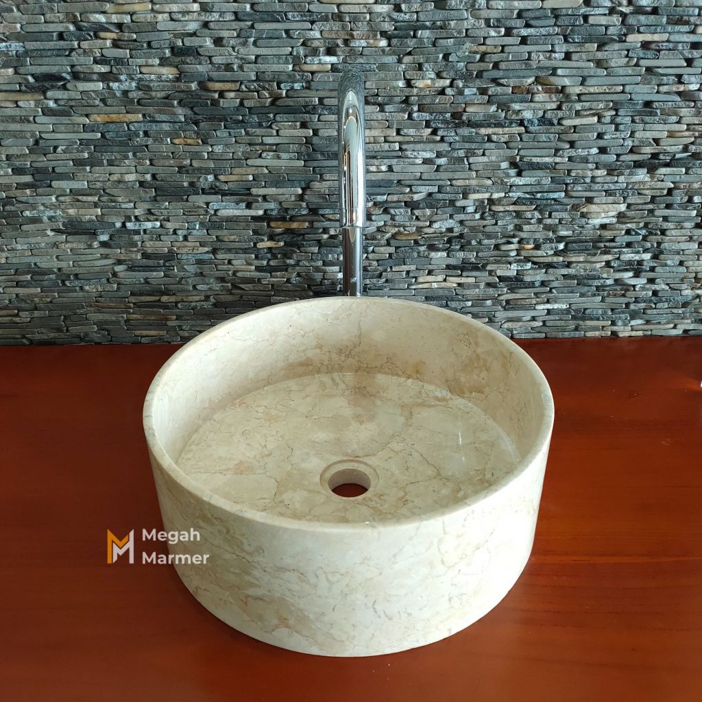 Jual Megah Marmer | Wastafel Marmer Bentuk Silinder Diameter 40cm ...