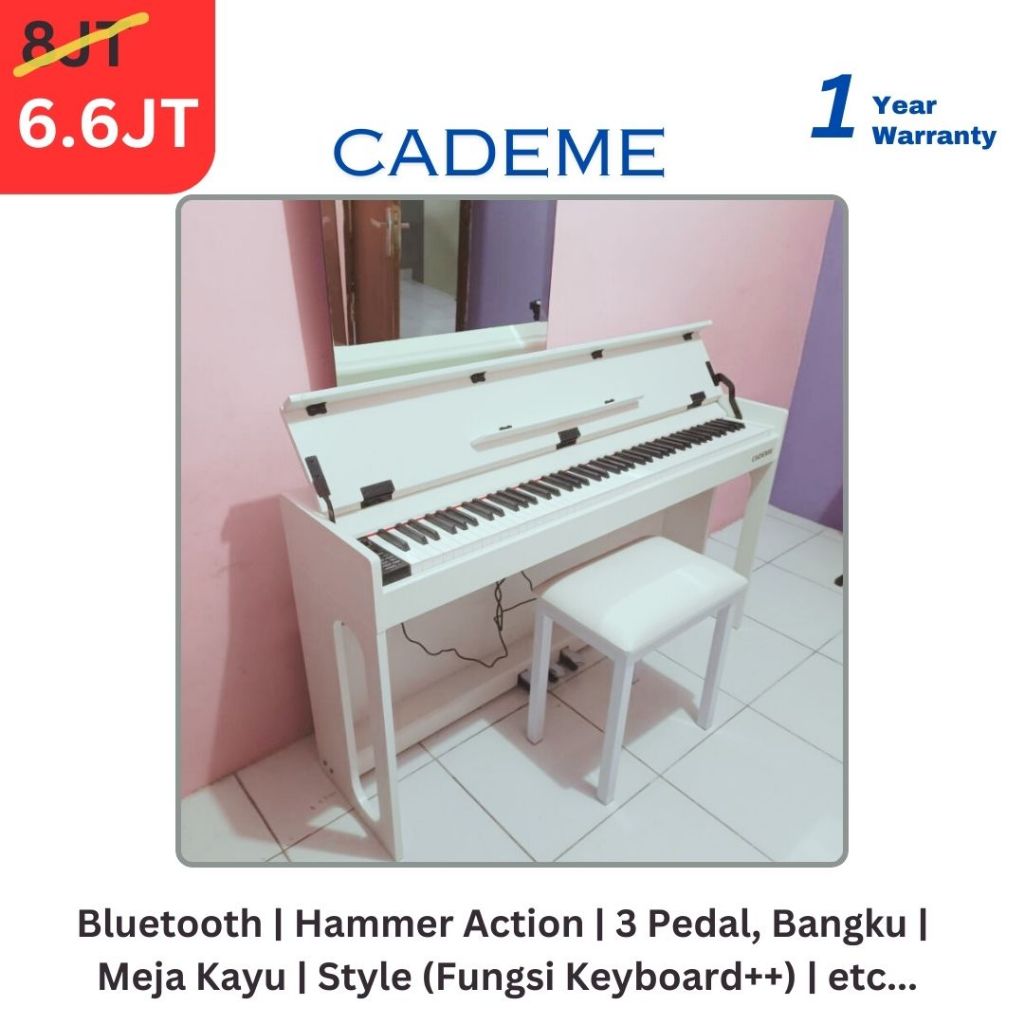 Jual [Digital Piano Koneksi Smartphone Meja Bangku 3 Pedal] Cademe C806 ...