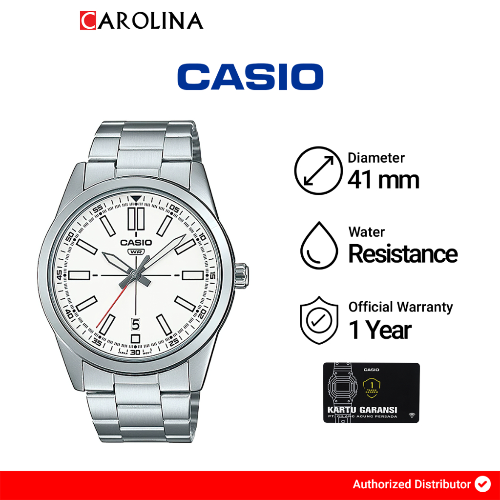 Jual Jam Tangan Pria Casio General MTP-VD02D-7E Dress Silver Dial Stainless Steel Band | Shopee ...