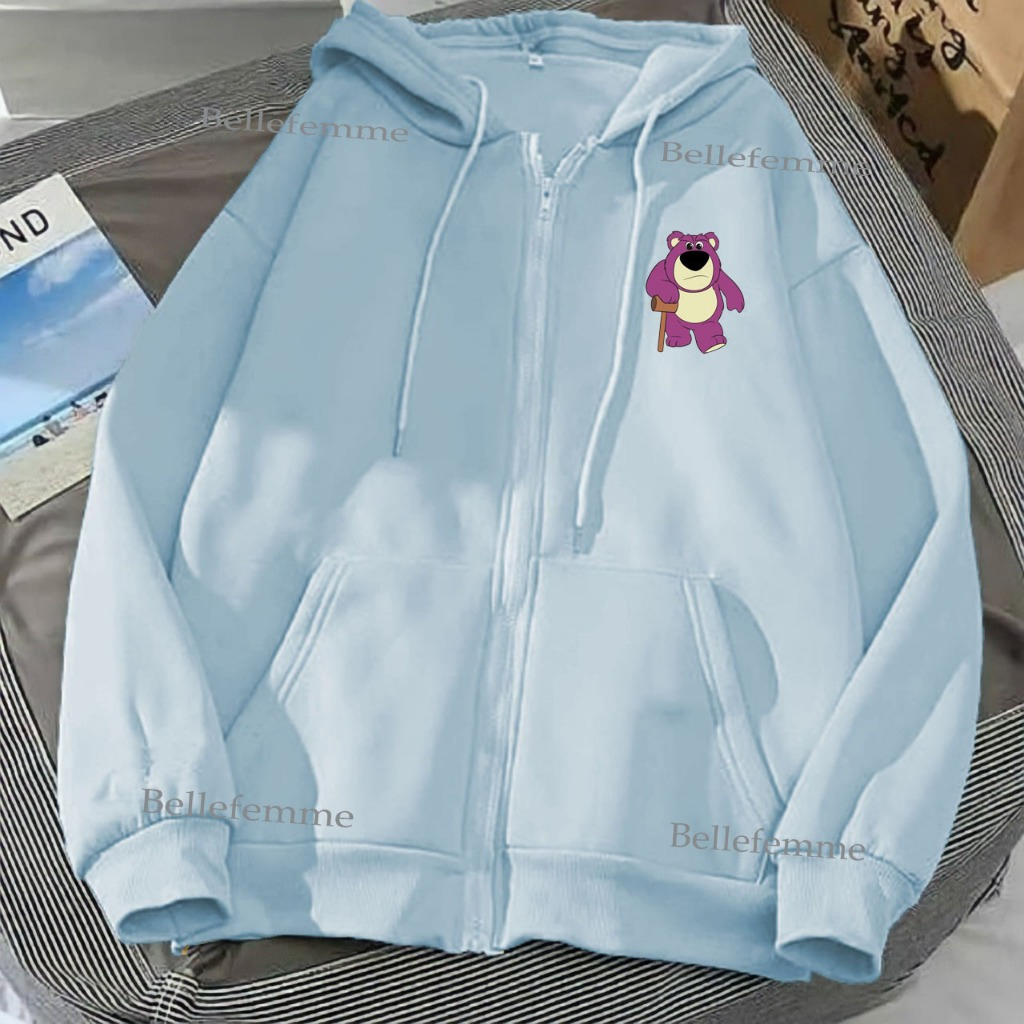 Jual Zipper wanita oversize Bear Lotso Jaket hoodie wanita korean style ...