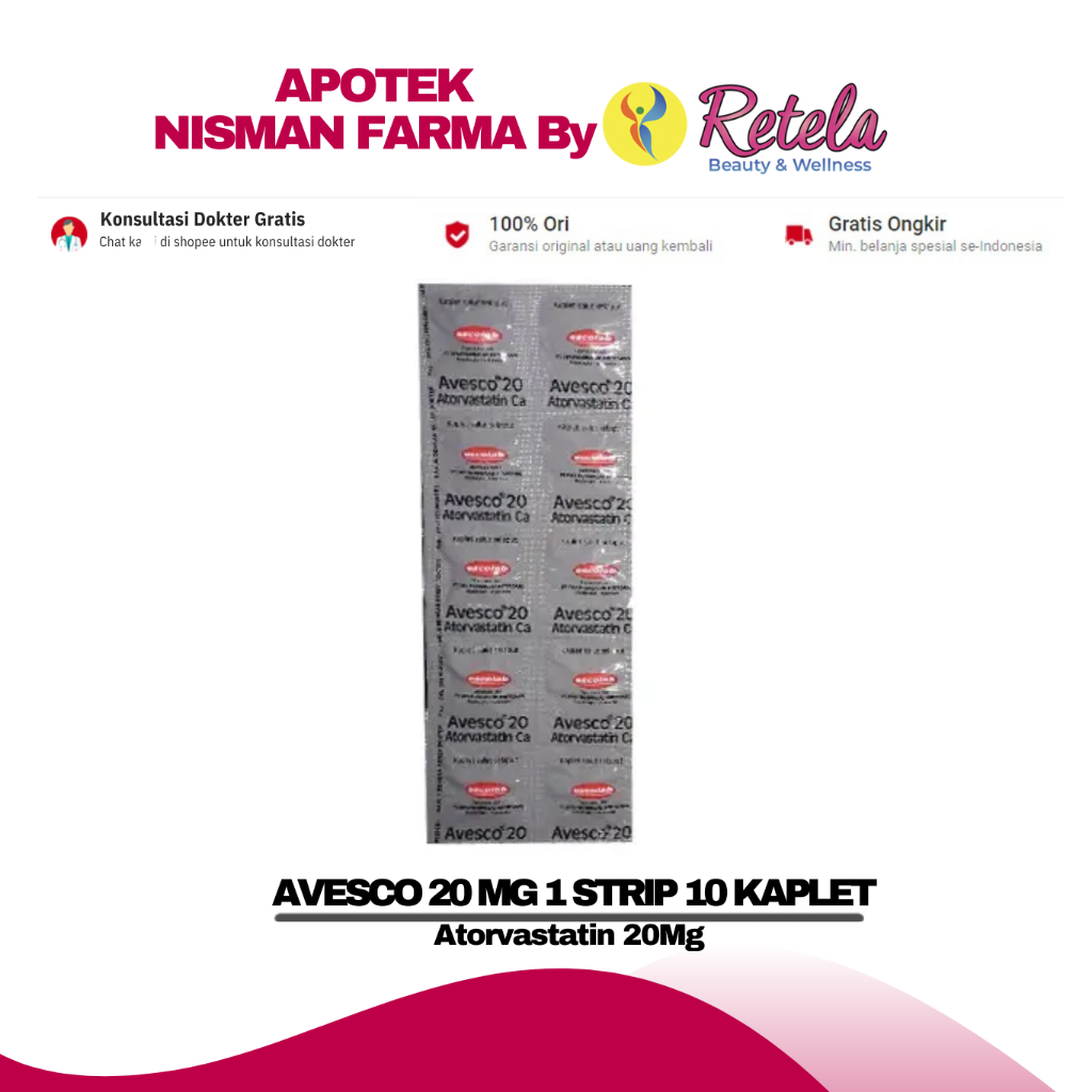 Jual AVESCO 20 MG 1 STRIP 10 KAPLET ( ATORVASTATIN 20MG ) | Shopee ...