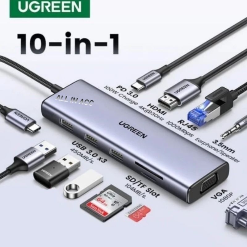 Jual UGREEN 10-IN-1 / 7-In-1 / 6-IN-1 / 5-IN-1 Usb-C Hub Multifuntion Adapter HDMI VGA LAN ...