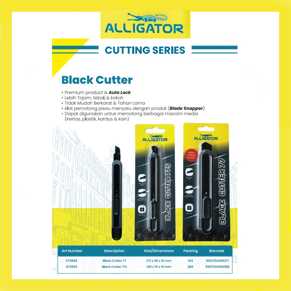 Jual Alligator Pisau Cutter Black 77 / Black Cutter / Gratis Extra 1 ...