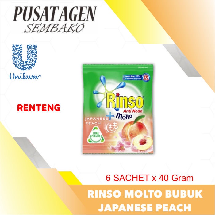 Jual RINSO MOLTO DETERGEN BUBUK JAPANESE PEACH SACHET RENTENG RENTENGAN ...