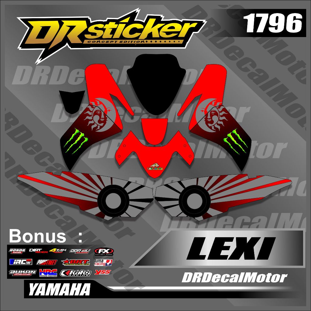 Jual [BARU] STIKER DECAL LIS MOTOR LEXI VARIASI 2 WARNA MERAH GRADASI ...