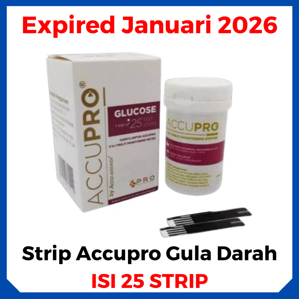 Jual Accupro Strip Tes Gula Darah isi 25 Stik Glucose | Shopee Indonesia