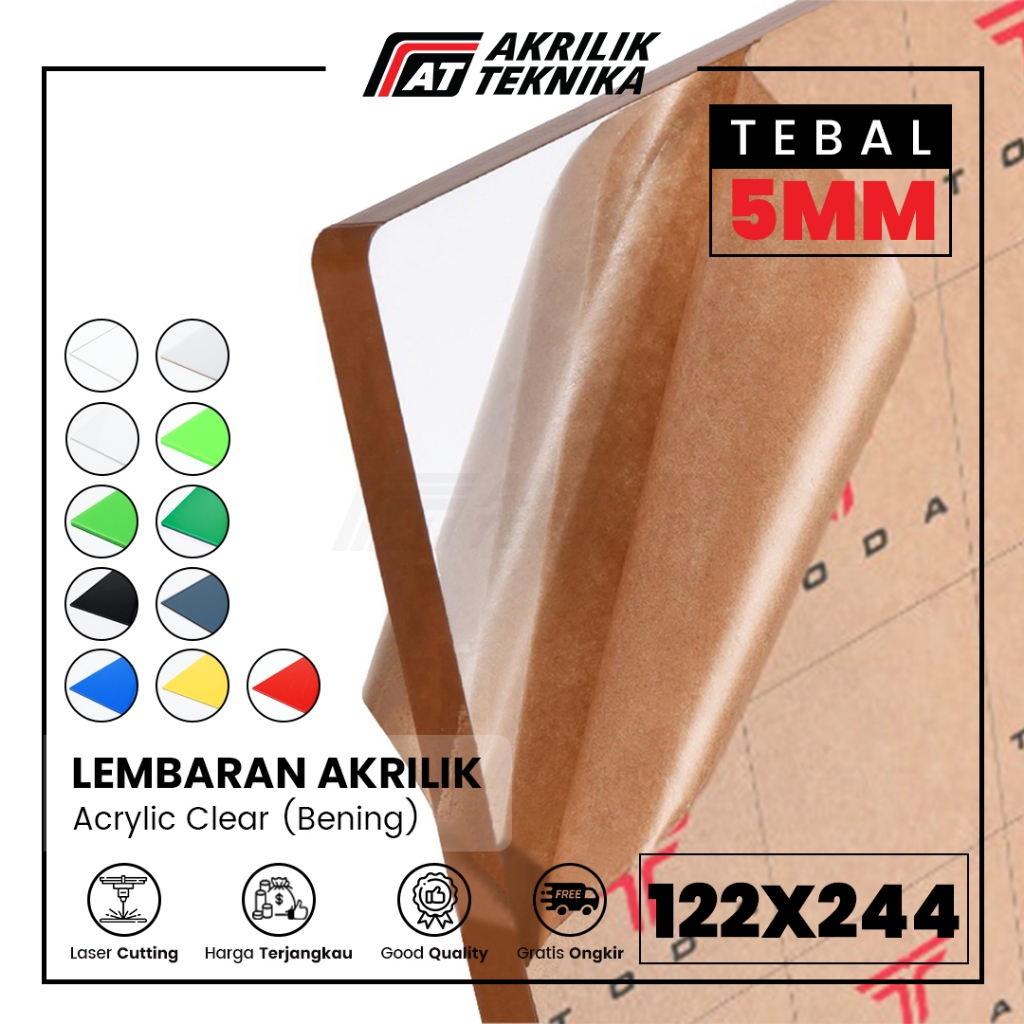 Jual 【TODA】Akrilik 122 x 244 5mm Warna Biru Merah Hijau Hitam Putih ...