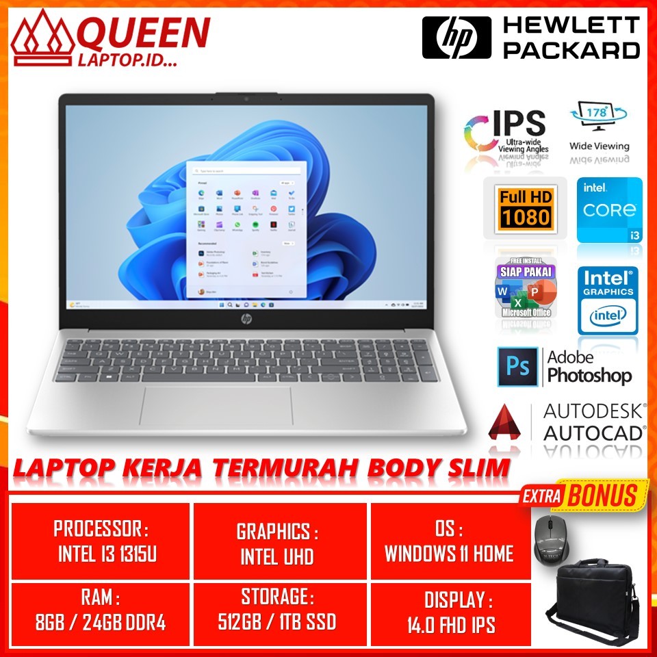 Jual Laptop HP 14 Intel I3 1315U 16GB 1TB SSD 14.0 FHD IPS Backlight ...