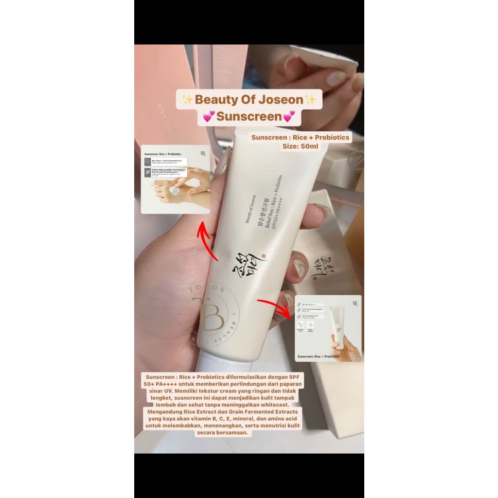 Jual Beauty Of Joseon Relief Sunscreen Rice + Probiotics SPF 50+ PA ...