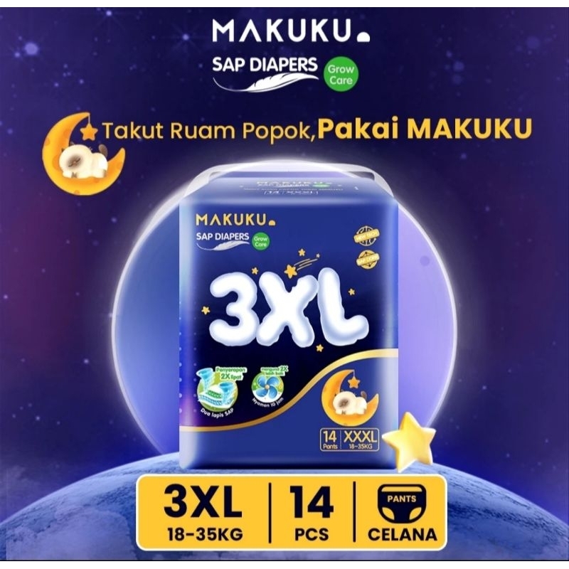 Jual MAKUKU SAP DIAPERS GROW CARE XXXL14 XL (3XL) | Shopee Indonesia