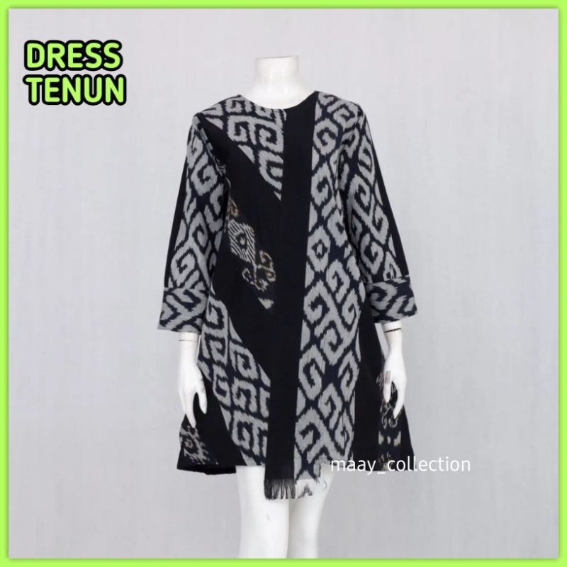 Jual Baju Dress Tenun ikat etnik Jepara Wanitamotif flores Ntt Toraja warna hitam | Shopee Indonesia