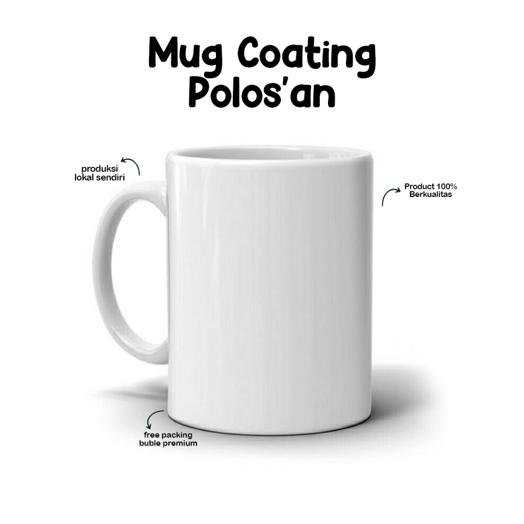 Jual MUG POLOS COATING BAHAN KERAMIK / MUG COATING PUTIH SABLON LOKAL ...